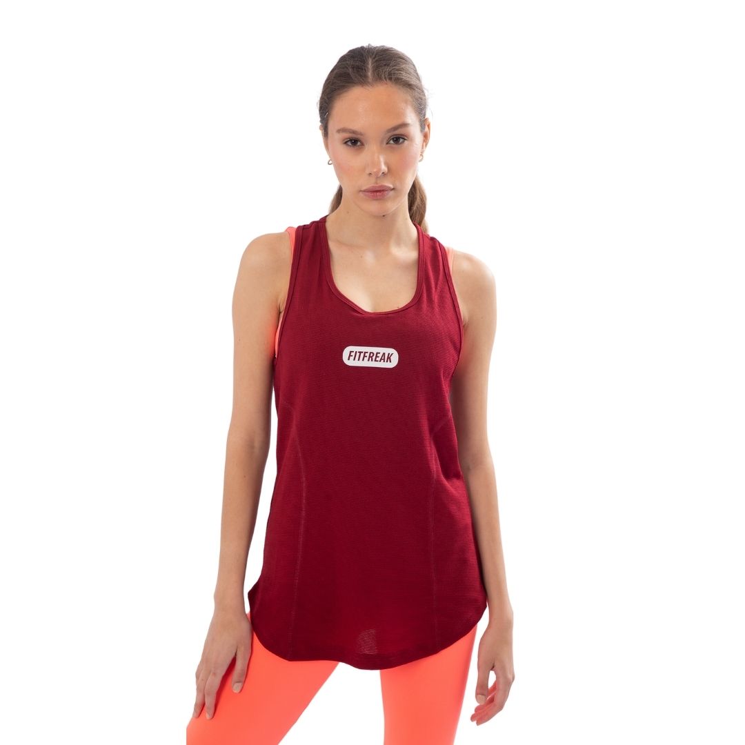 Fit Freak Women Maroon Sleeveless Training Tank Top