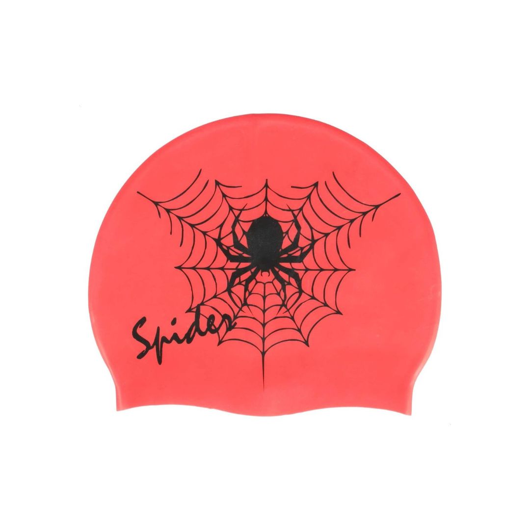 Spurt Silicone Spider-Print Swimming Cap - Orange