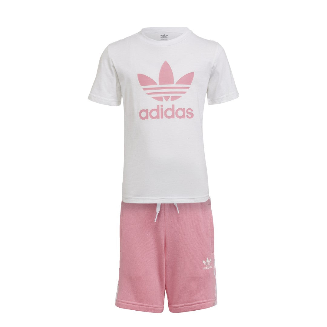ADIDAS Adicolor Shorts And Tee Kids' Matching Set Pink/White