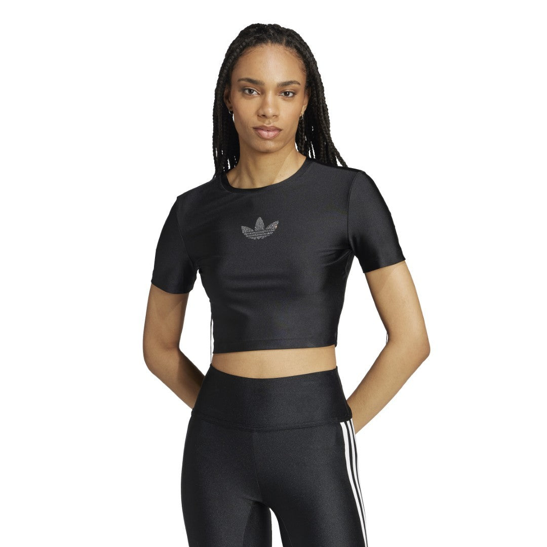 adidas Originals Rhinestone Trefoil Women's T-Shirt - Black
