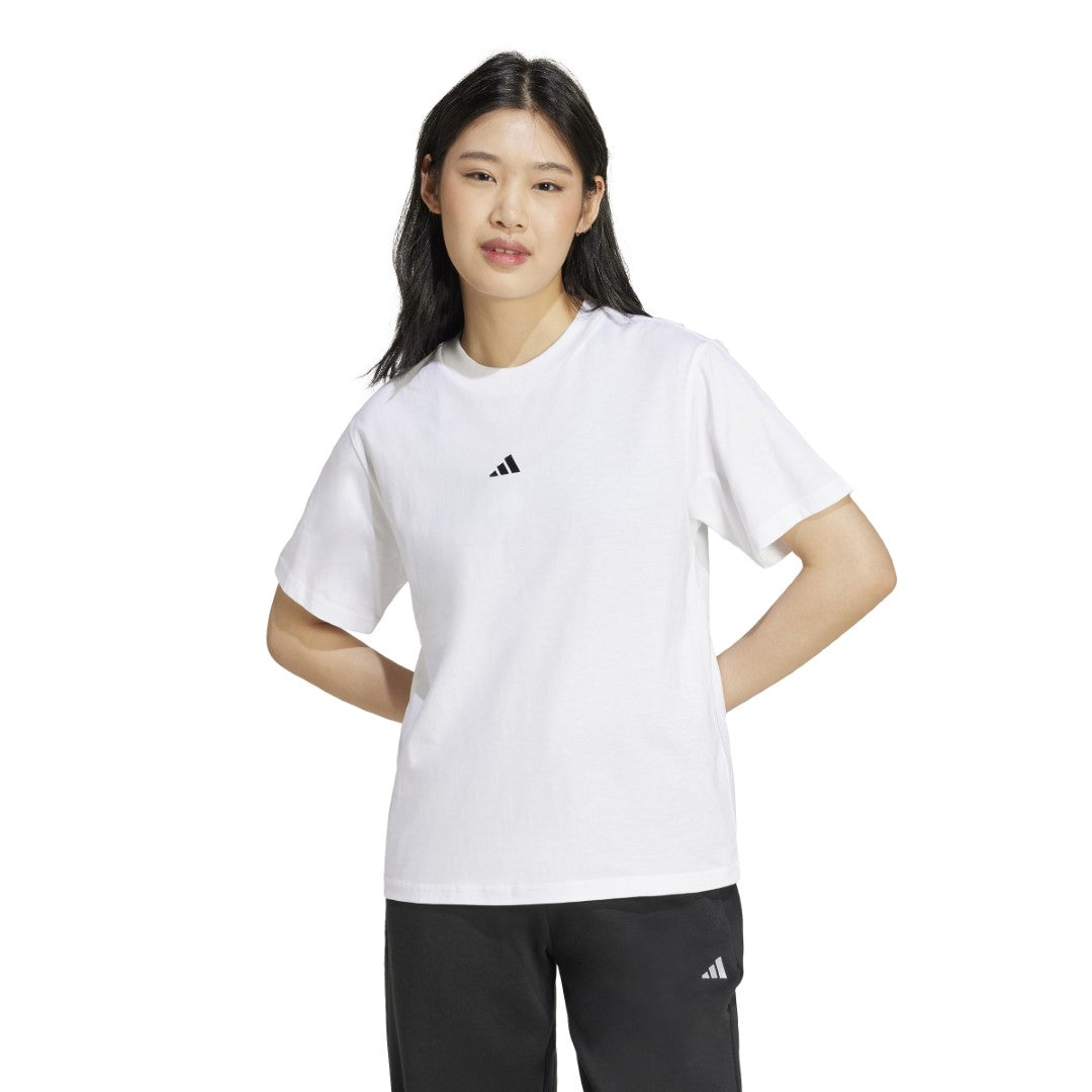 Adidas Essentials Women's Small Logo T-Shirt - White Cotton
