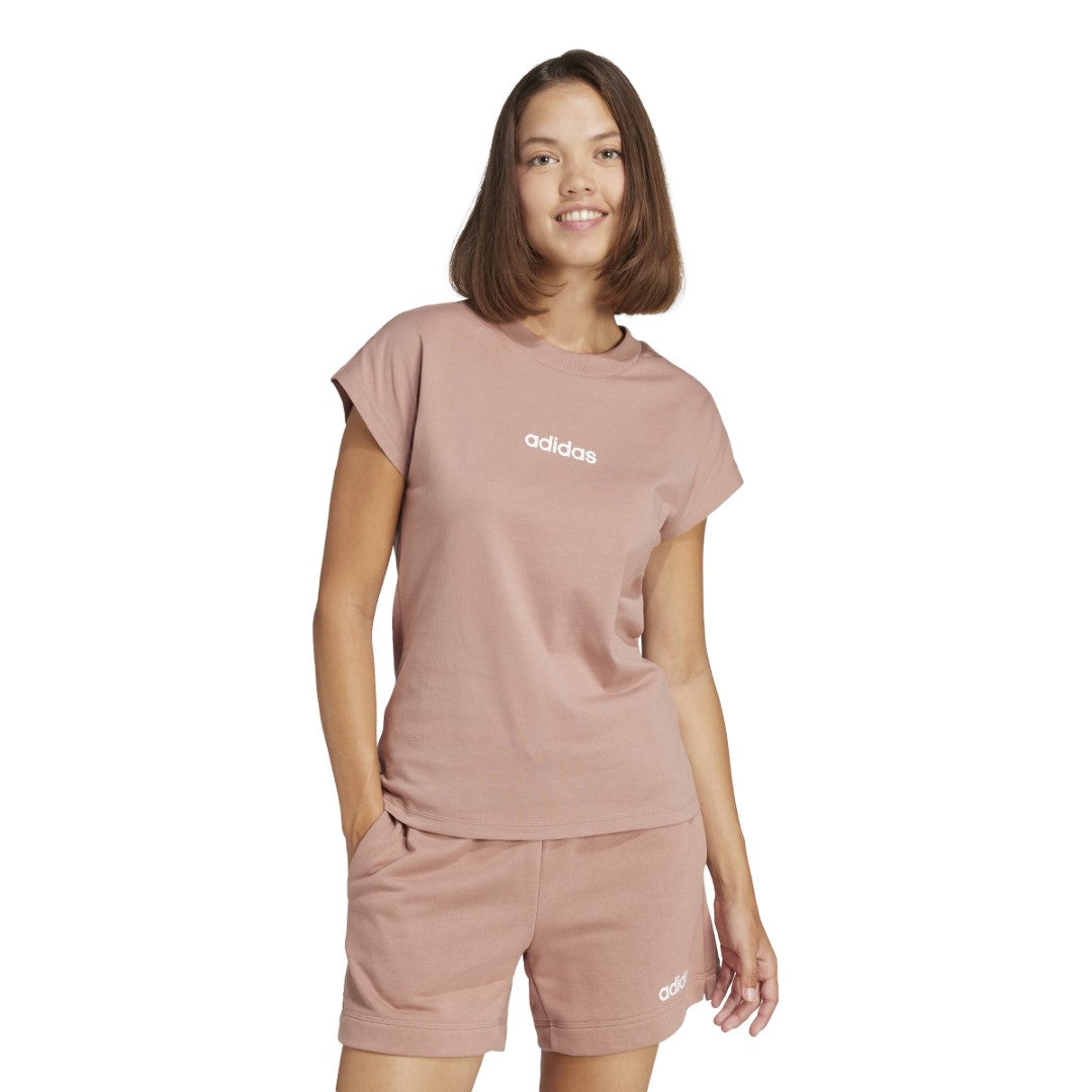 adidas Essentials Linear Cotton Women's T-Shirt Warm Clay / White