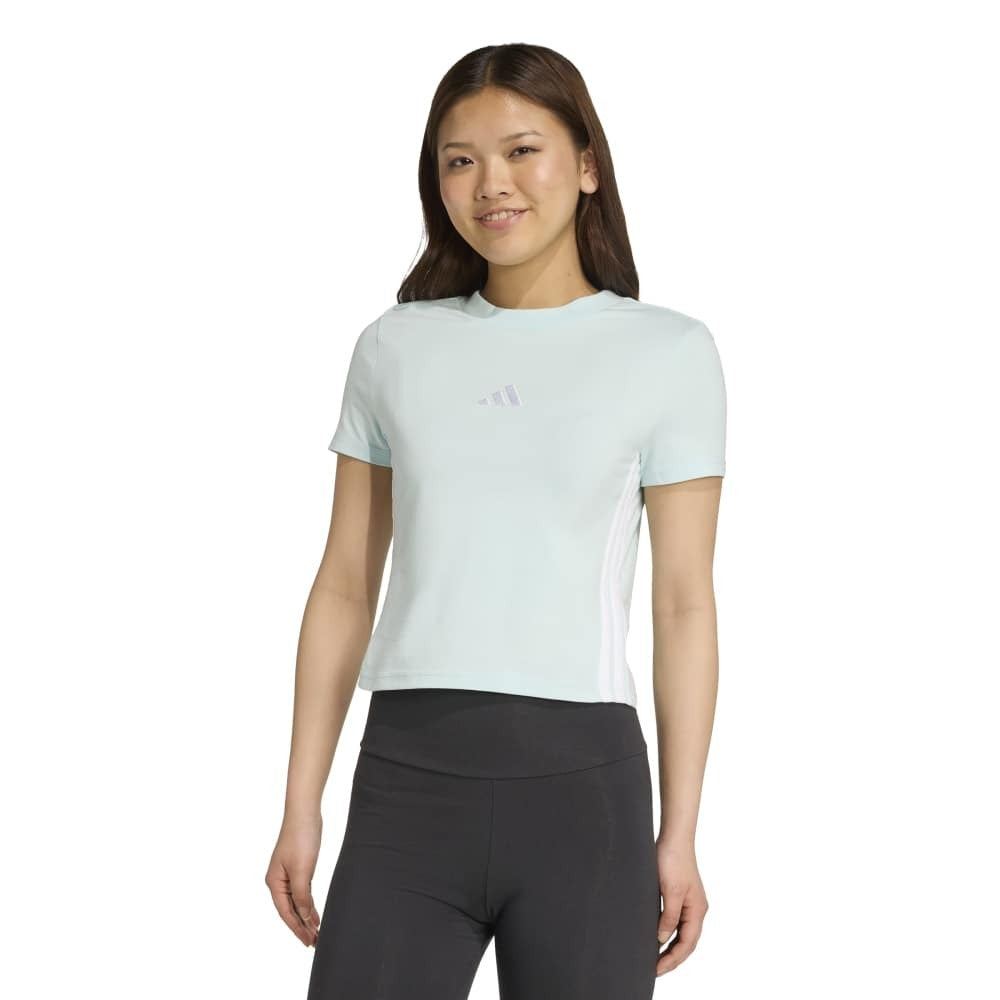 adidas Essentials 3-Stripes Women's Slim Baby T-Shirt - Green