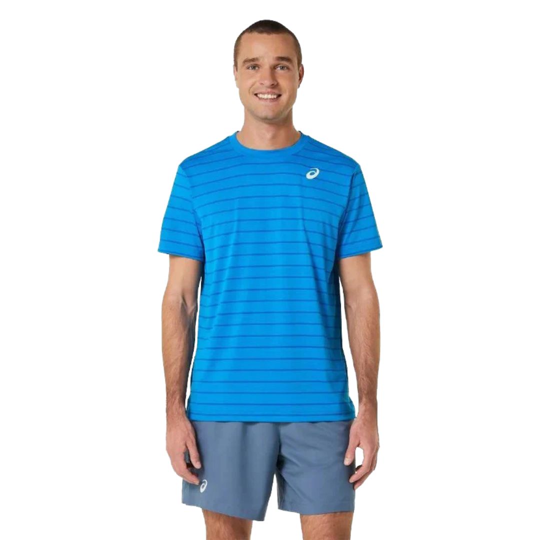 asics Men Court Stripes Blue T-Shirt