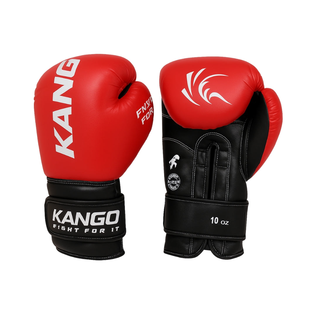 Kango Boxing Gloves - Red/Black PU, Injection Molded
