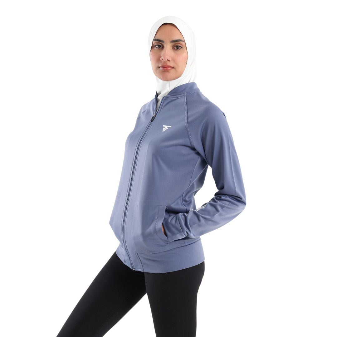 Fit Freak Classic stand up collar jacket in steel blue