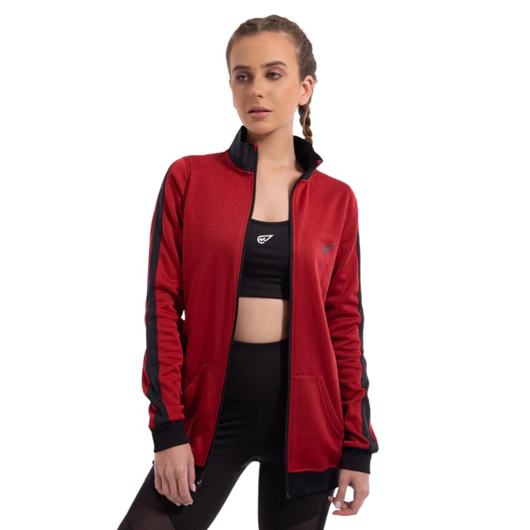 Magma Sport Women Red Fleece Lined Track Top